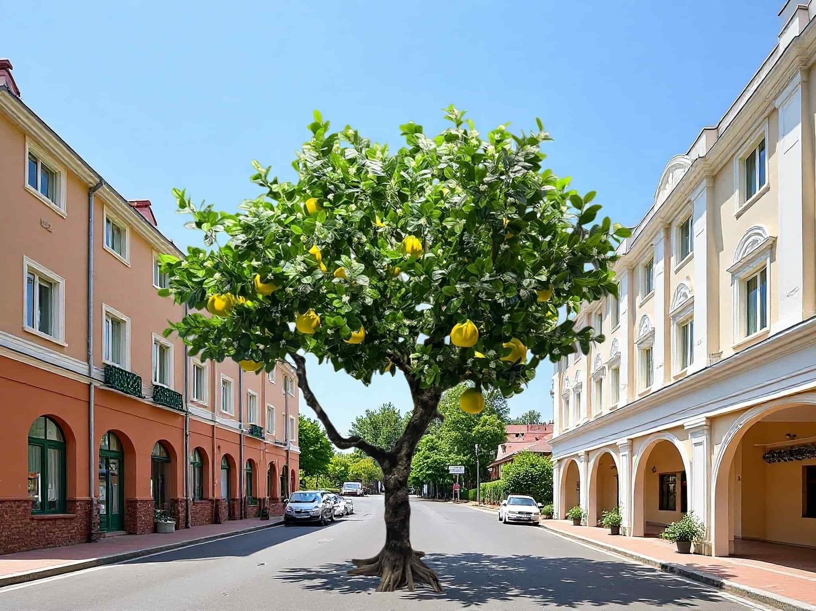 Artificial Lemon Tree Natural Wood Trunk - HRtrees
